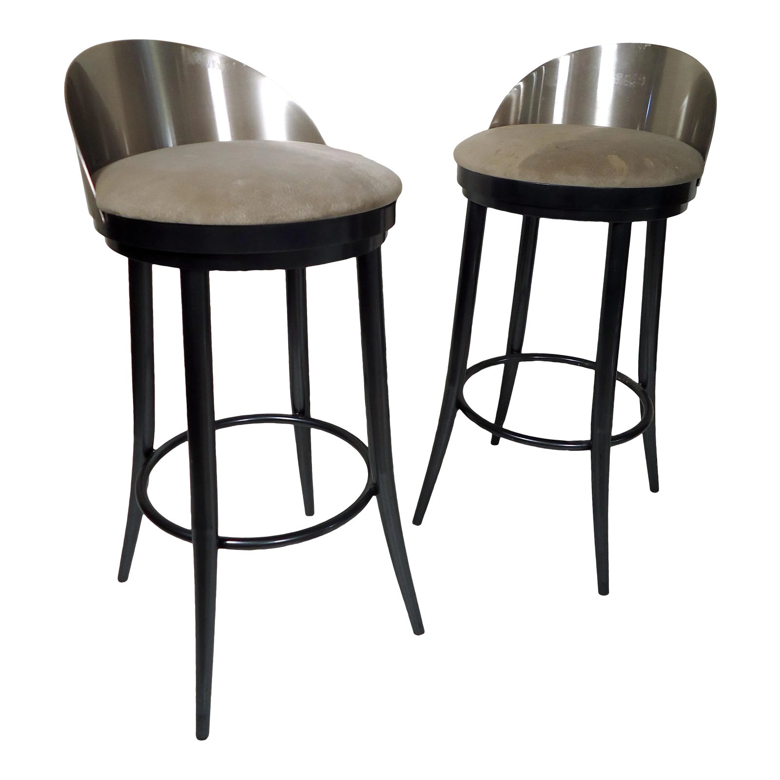 Pair of Vintage Style Metal Stools | Chairish