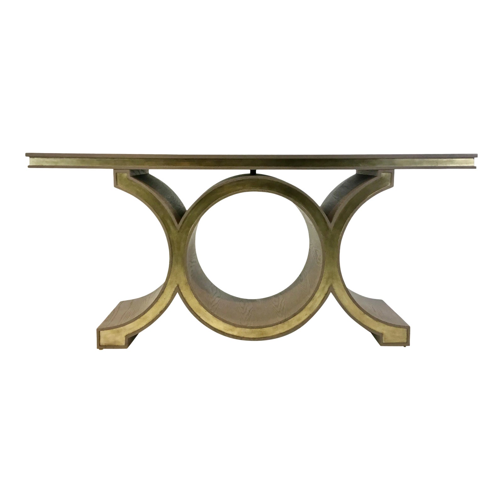 Global Views Modern Gray and Champagne Silver Link Console Table | Chairish