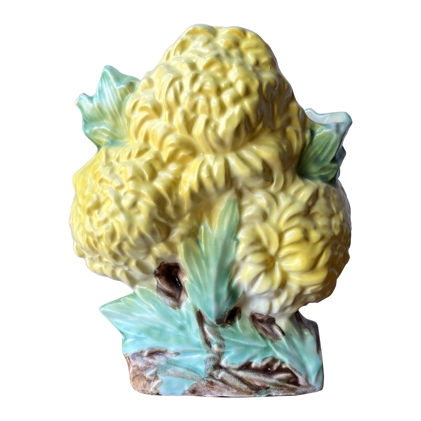 1950's McCoy Yellow Chrysanthemum Pottery Vase | Chairish