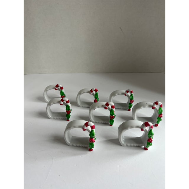 Porcelain Candy Cane Napkin Rings-8 Pieces | Chairish