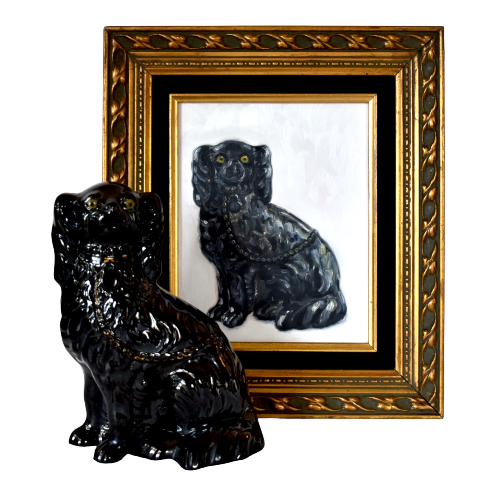 Pearl the Black Jackfield Staffordshire Dog and Her Portrait by ...