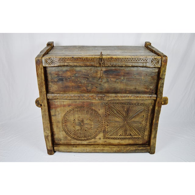 Ancient Kafiristan Wooden Dowry/Treasure Chest | Chairish