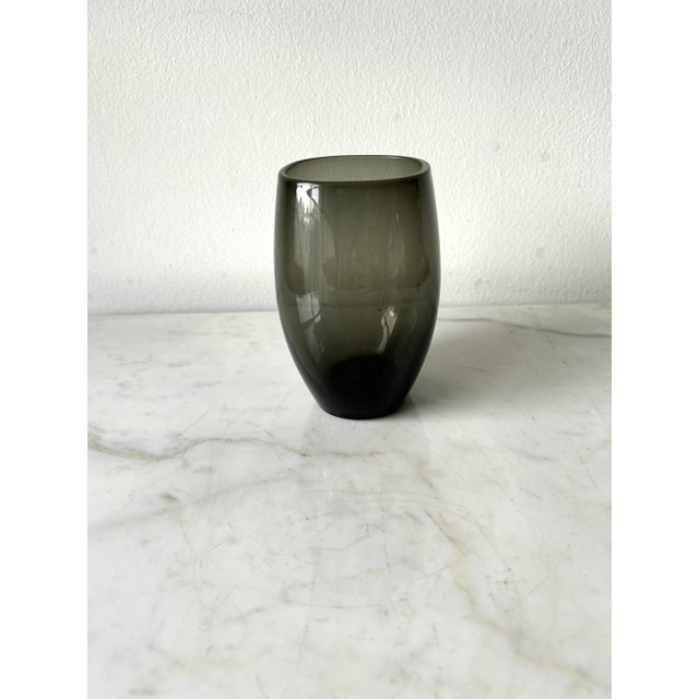 Mid Century Smoke Glass Vase | Chairish