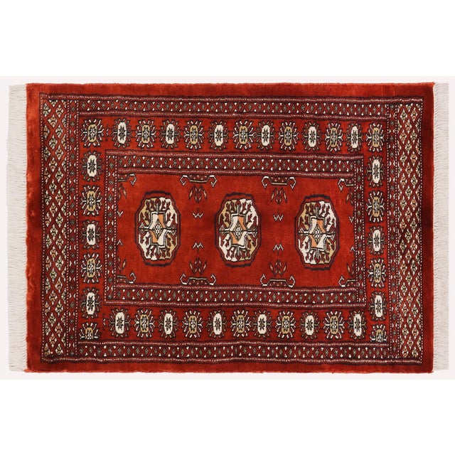 1980s 1980s Elephant Foot Print Bokhara Rust/Beige Wool Rug (2'0'' X 3 ...