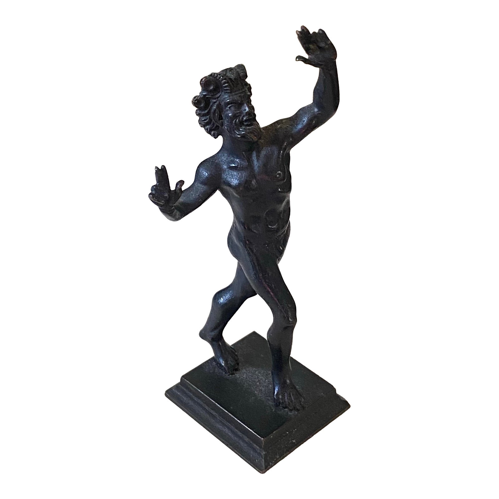 Bronze Sculpture Dancing Faun Statue | Chairish