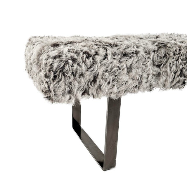 Salt & Pepper Curly Lamb Miami Bench | Chairish