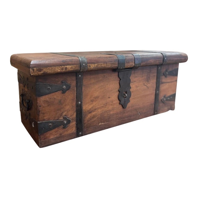 1970s Vintage Rustic Wooden Decorative Storage Trunk. | Chairish