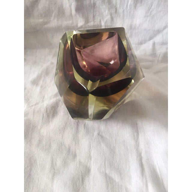 Sommerso Faceted Murano Glass Ashtray in the Style of the Italian ...