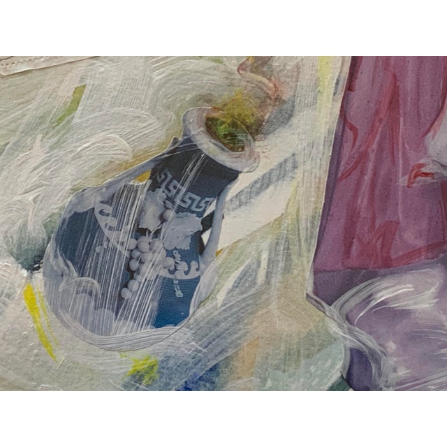 1990s Porcelain Lady Mixed Media Painting and Collage, Framed | Chairish