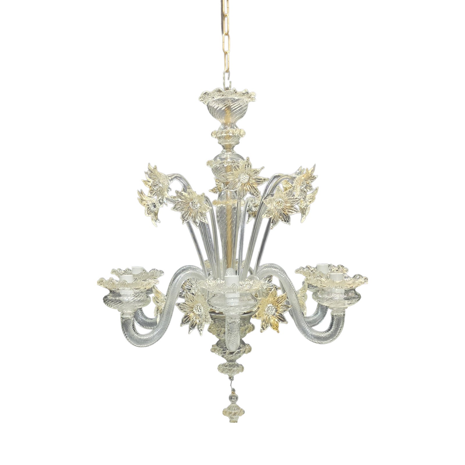 Murano Glass Floral Chandelier, 1980s | Chairish