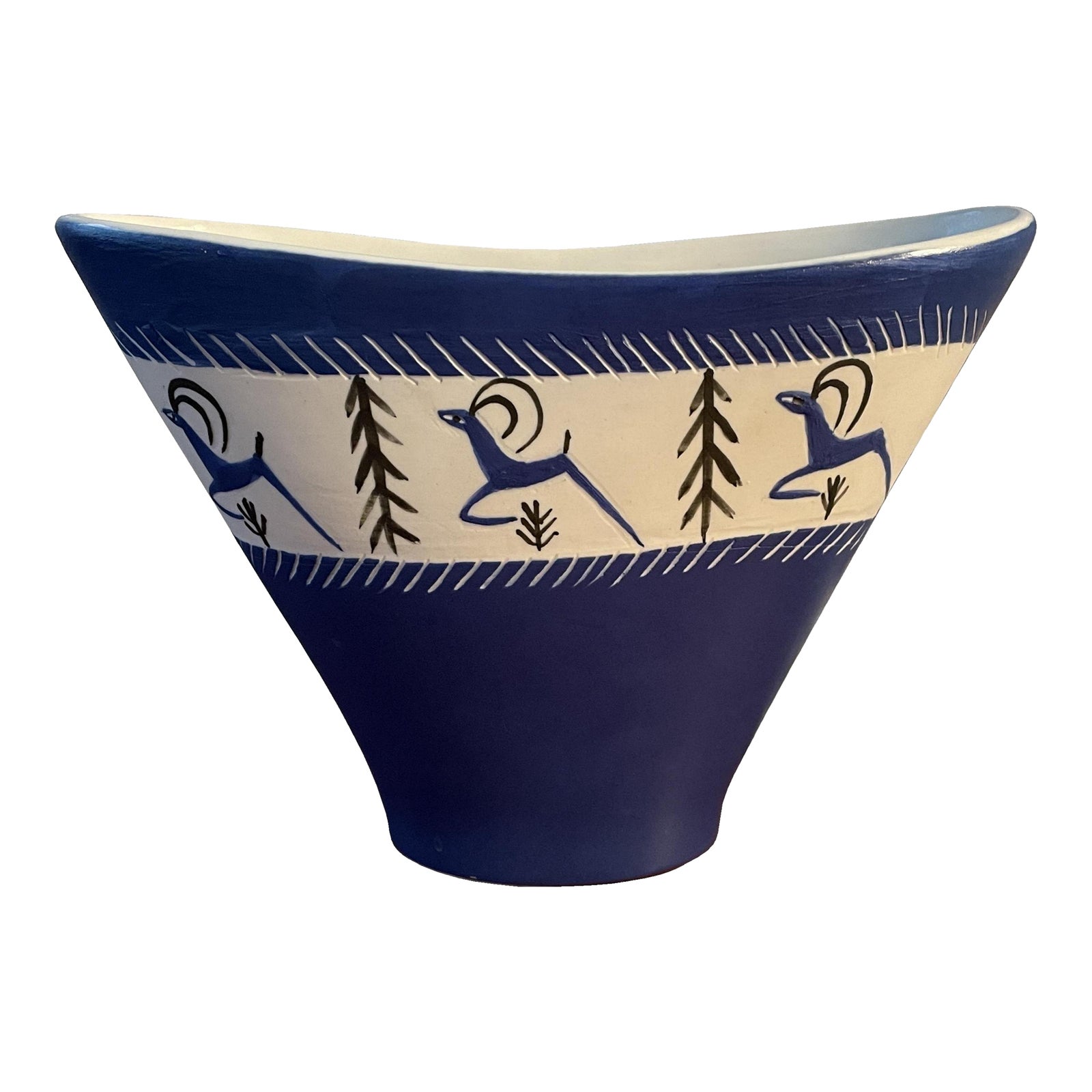 Vintage Mid-Century Modern Israeli Hand-Painted Ceramic Vase Made by ...