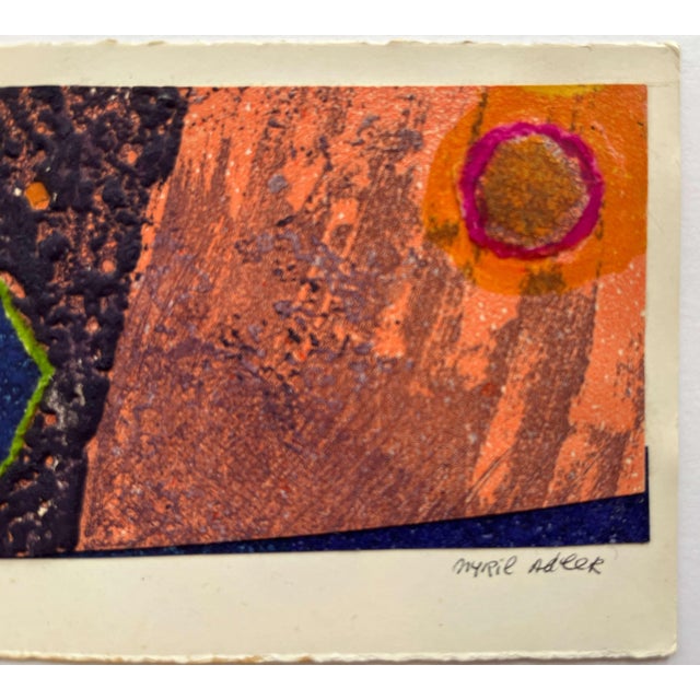 1960s "Melody" Collage Print Purple and Orange Ny Artist Myril Adler ...