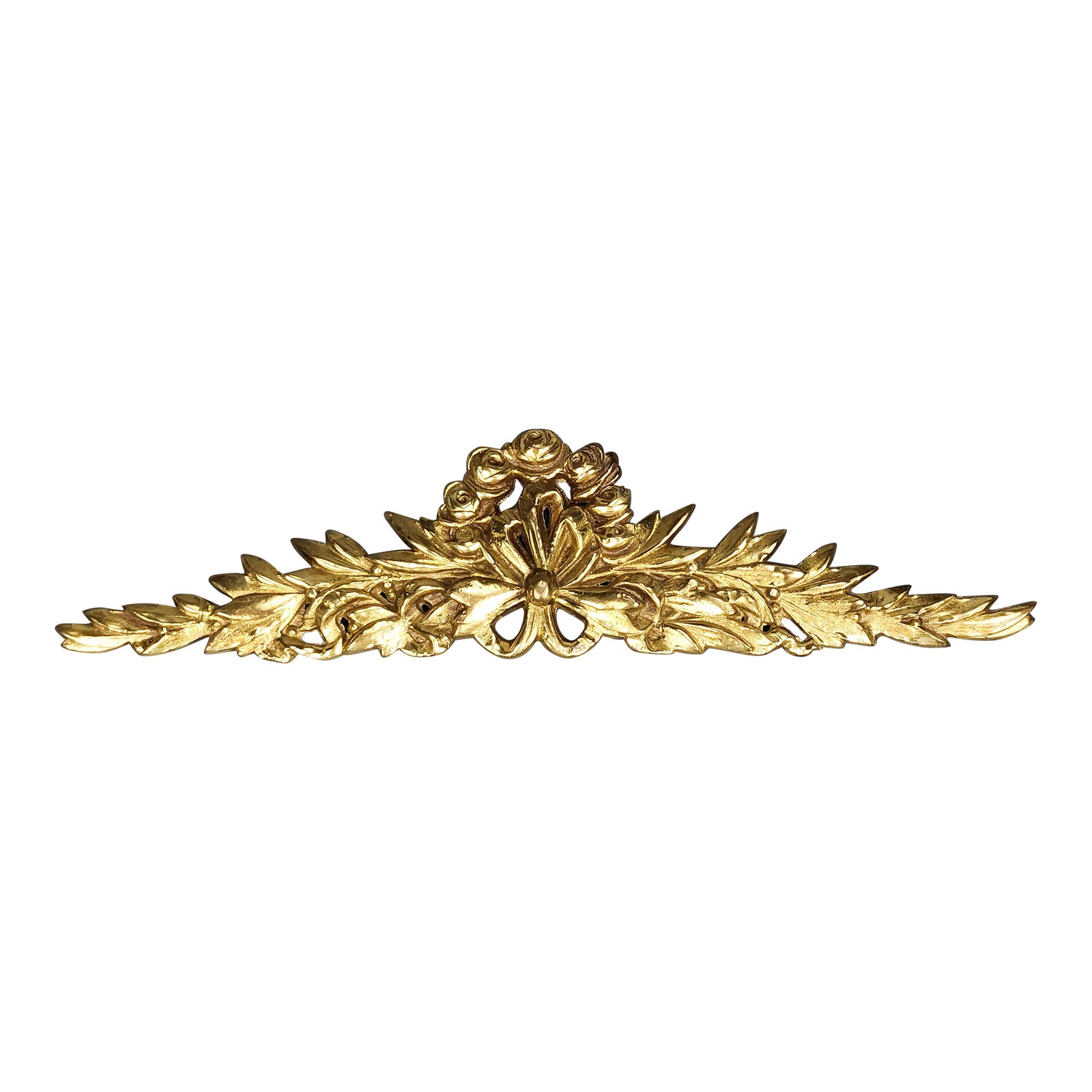 Large Vintage Brass French Bow Ornate Pediment | Chairish