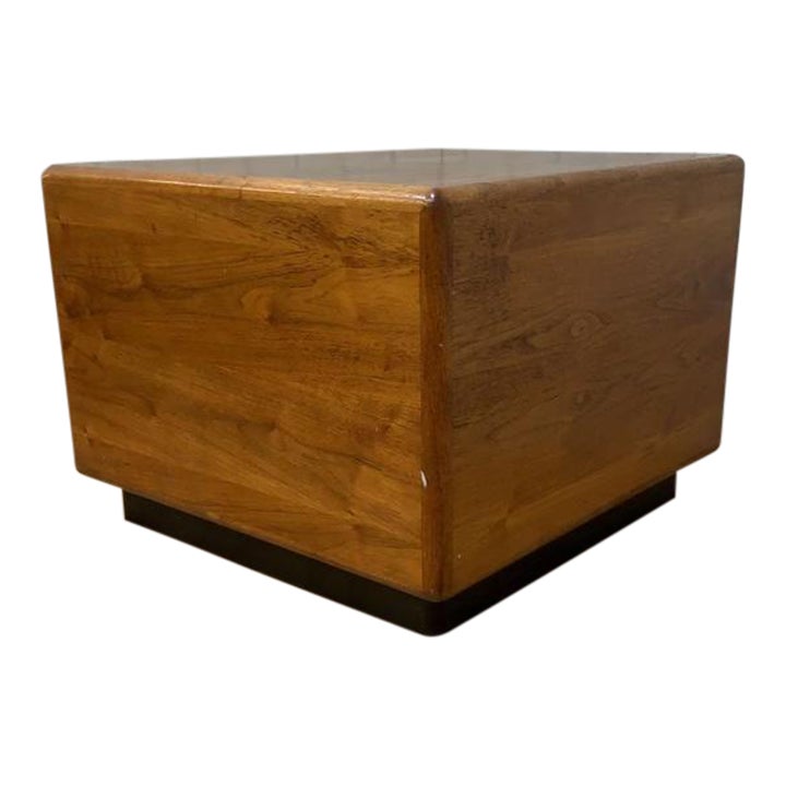 Mid Century Mod Walnut Cube Shaped Side Table | Chairish