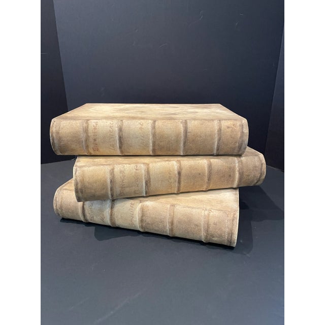 Craftsman Made Carved Wood Faux Book Stack | Chairish