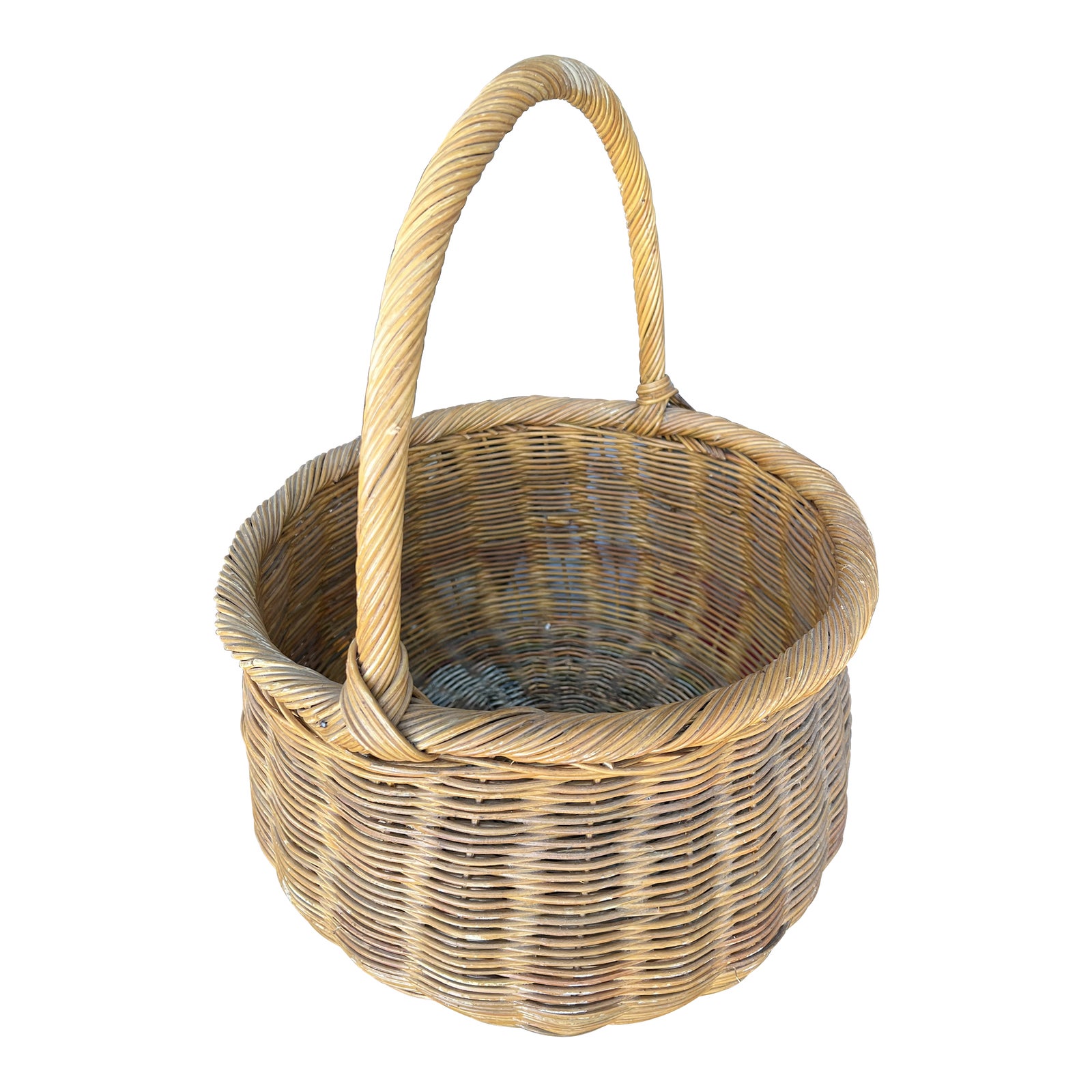 1970s Large Gourd Basket With Handle | Chairish