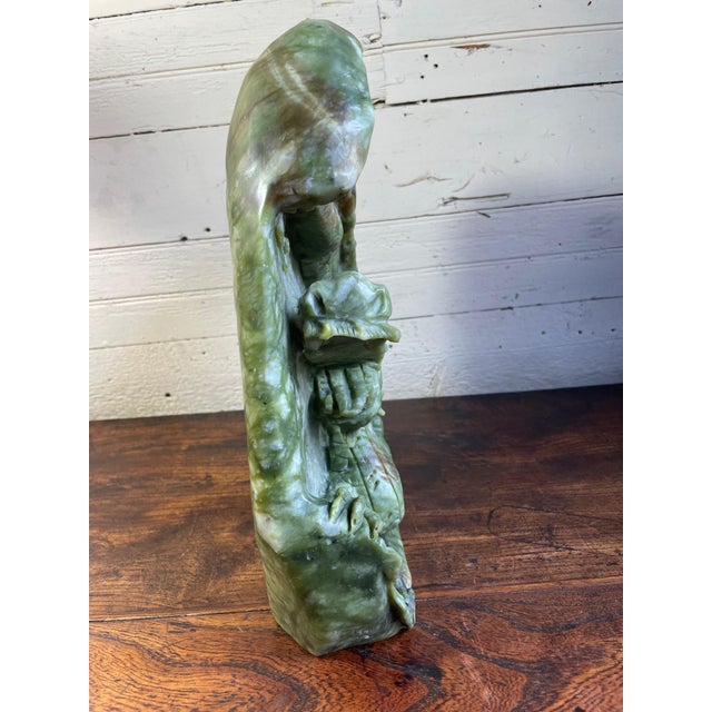 19th Century Large Chinese Green Jade Dragon Sculpture | Chairish