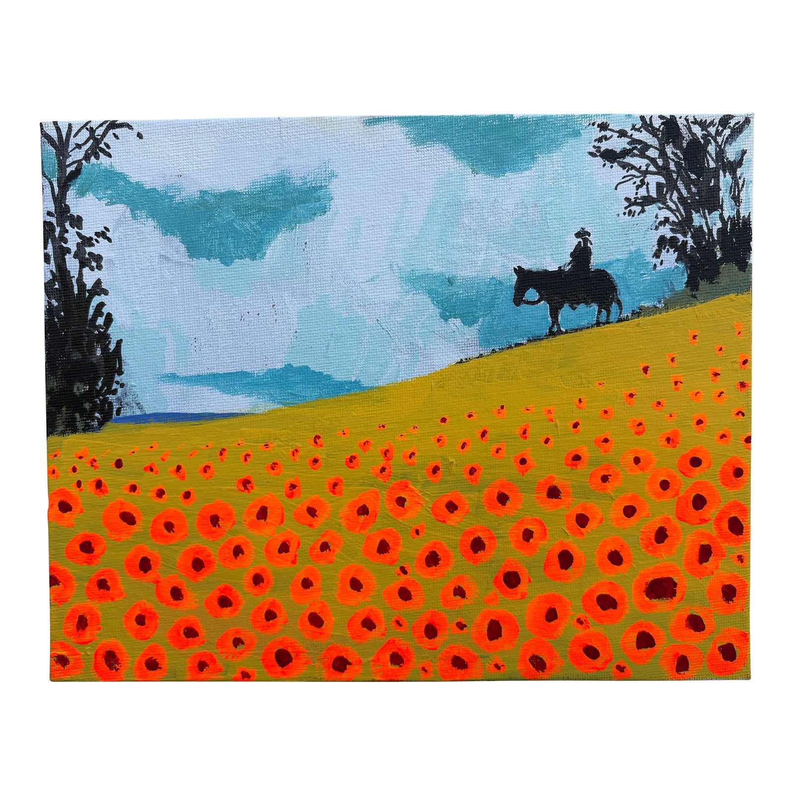 Cowboy Above a Field of Poppies Acrylic Painting by Joseph Christy ...