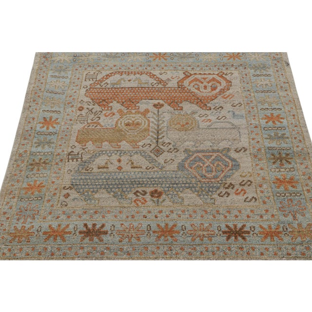 Rug & Kilim’s Tribal Style Rug in Polychromatic Lion Pictorial Patterns ...