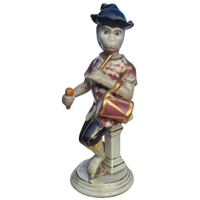 Early 21st Century Singerie Motif Porcelain Figure | Chairish