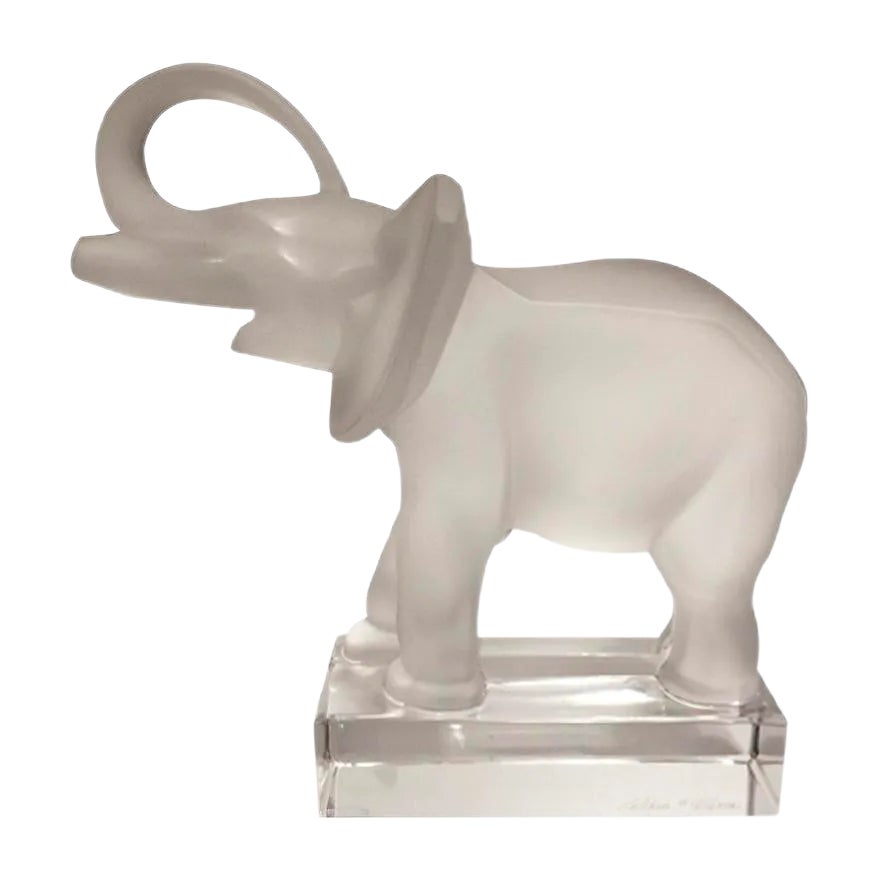 Vintage Crystal Elephant Paperweight by René Lalique | Chairish