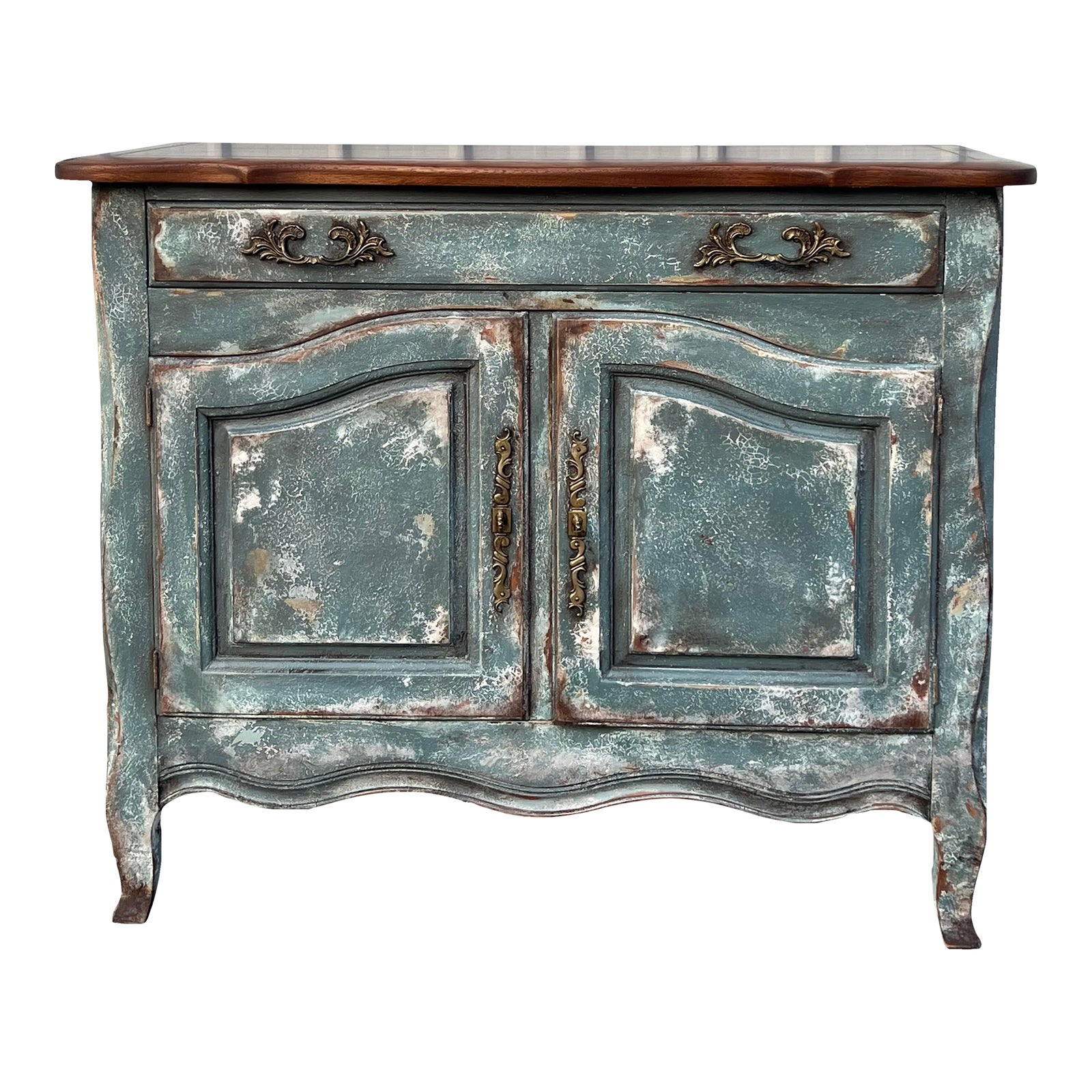 Vintage Drexel French Country Hand Painted Rustic Server | Chairish