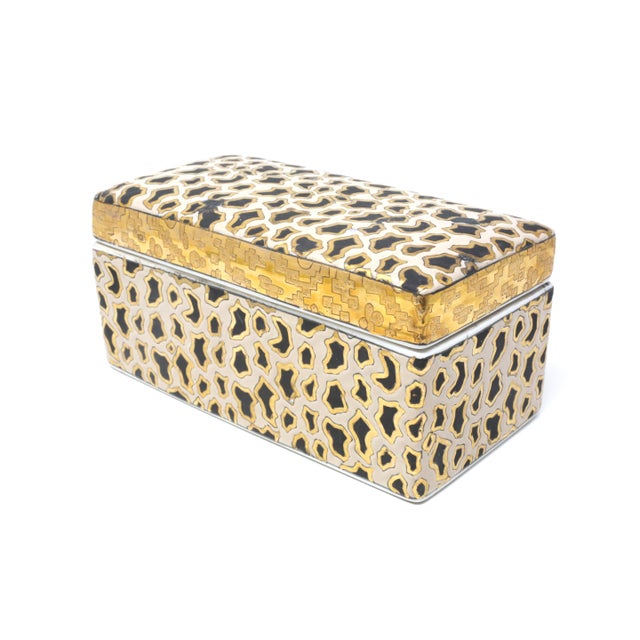 Vintage Hand-Painted Ceramic Gold Leopard Cheetah Pattern Lidded Box ...