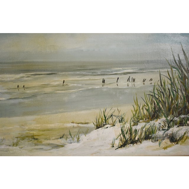Vintage Framed Dunes Beachscape Oil Painting - Artist Signed | Chairish