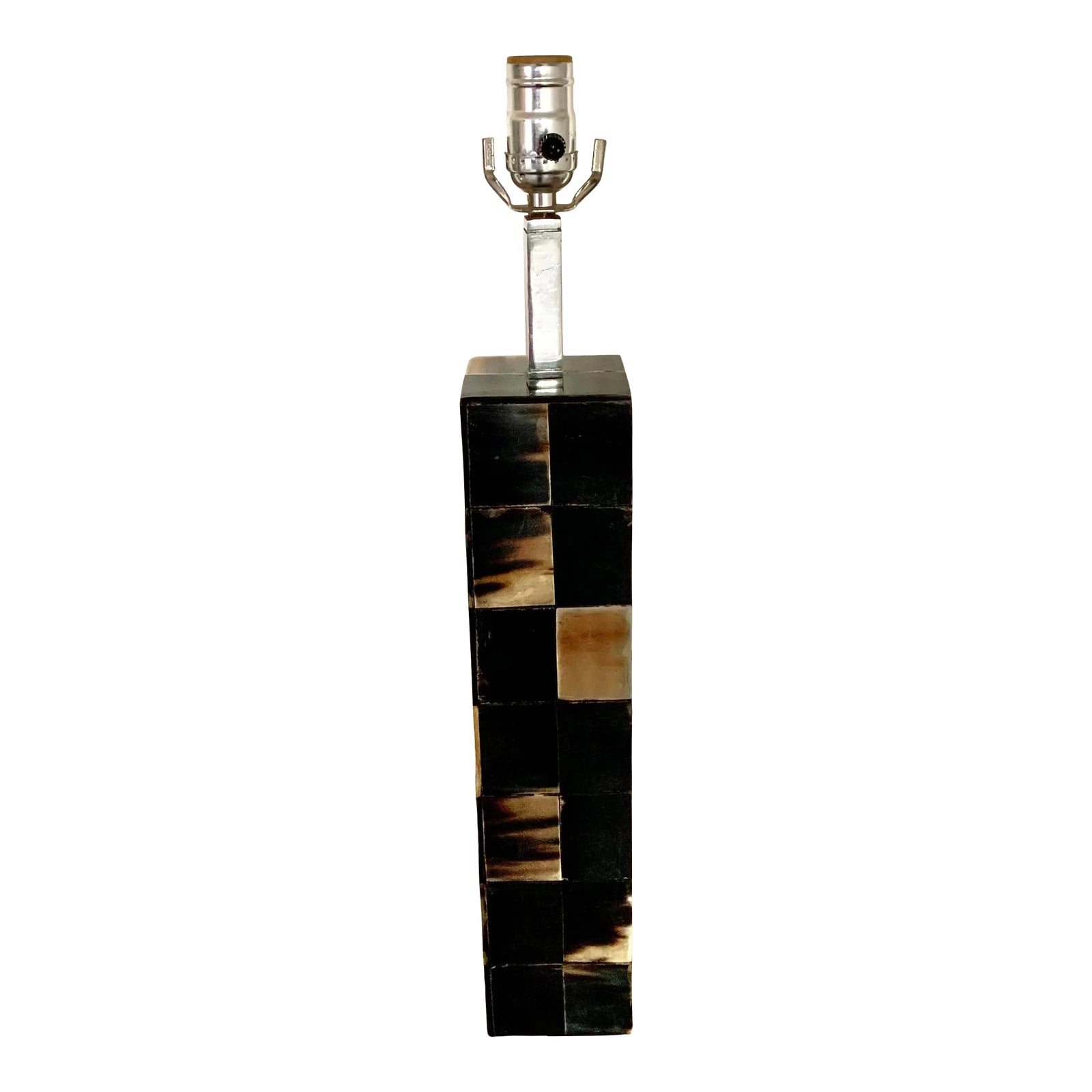 Square Brown and Cream Mother Pf Pearl Covered Lamp Base | Chairish