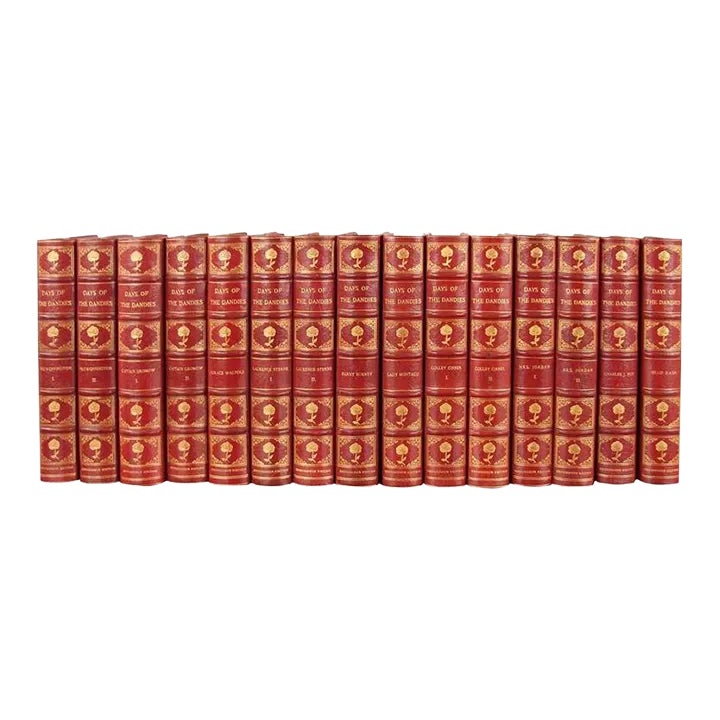 Grolier Society Red Leather-Bound Set Days of the Dandies 15 Volumes ...