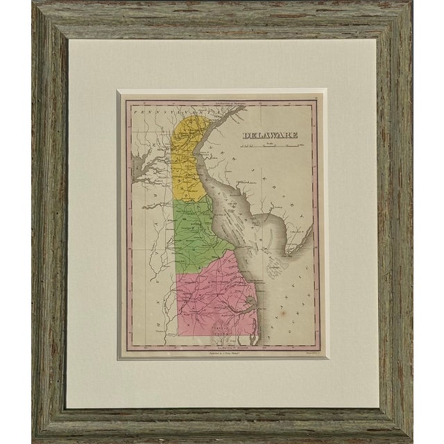 Map of Delaware by Anthony Finley, 1824 (Framed) | Chairish