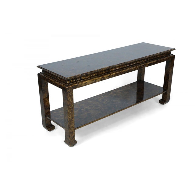 Faux Tortoise Shell Finished Console Table With Shelf | Chairish