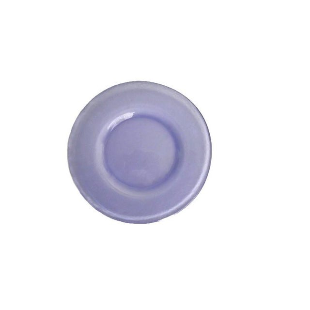 1990s Periwinkle Reversed Painted Glass Dessert Plates- Set of 6 | Chairish