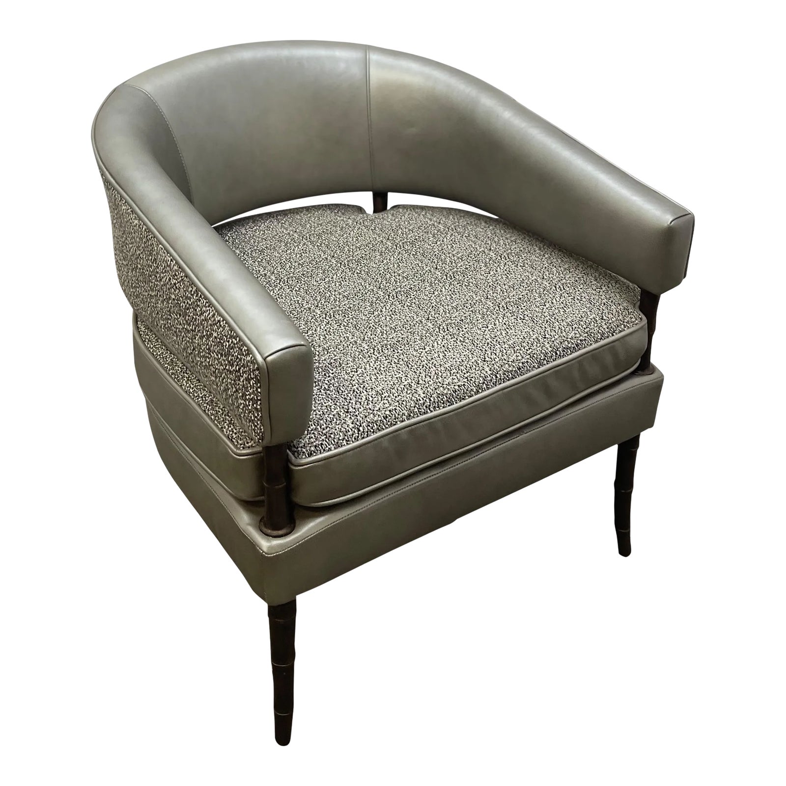 Vintage Mid Century Barrel Back Mixed Media Accent Chair | Chairish