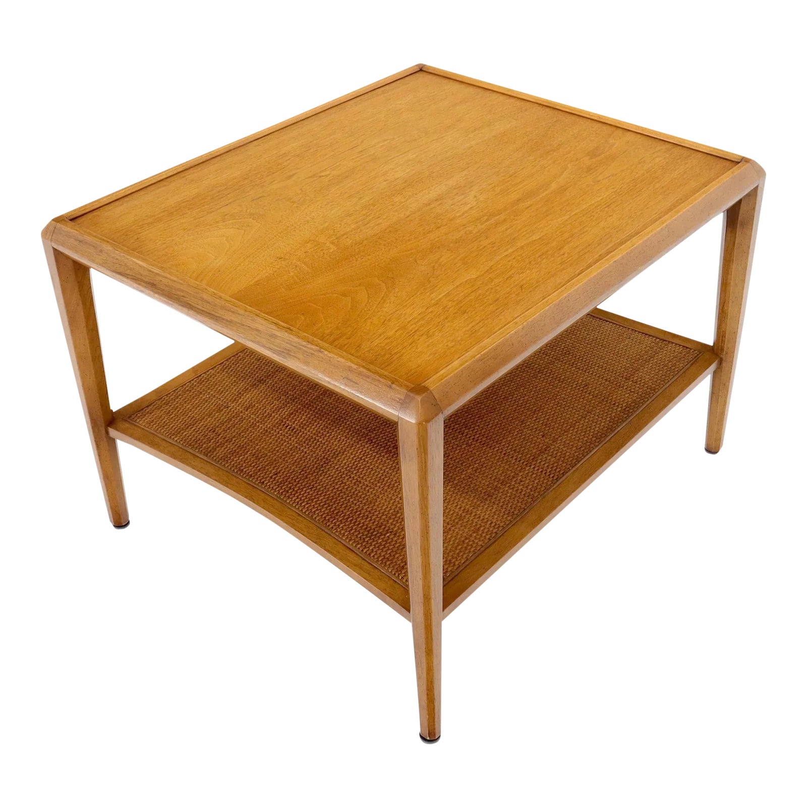 Drexel Heritage Cane Shelf Two-Tier Side End Table on Tapered Legs ...