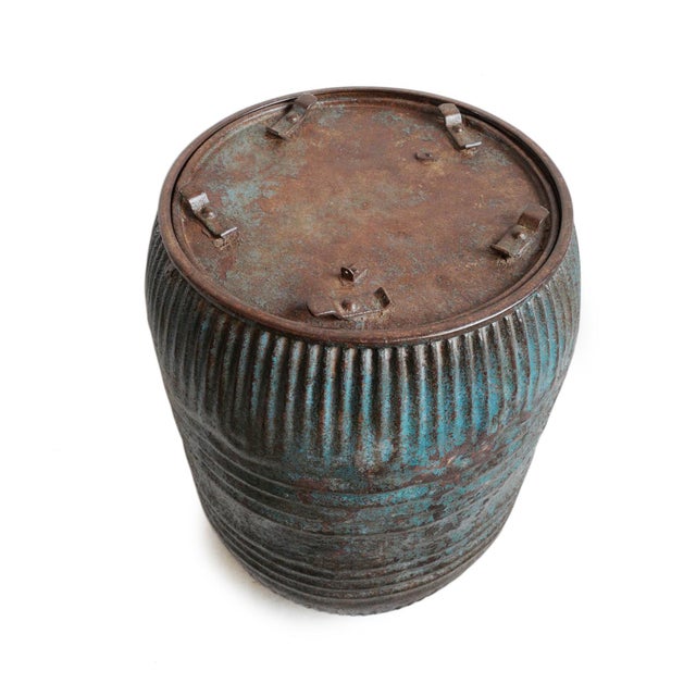 Vintage Iron Barrel | Chairish