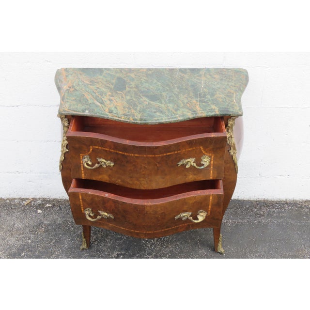 French Marble Top Bombay Serpentine Inlay Commode Dresser Bathroom ...