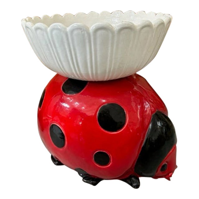 Vintage Large Ceramic Ladybug Planter | Chairish