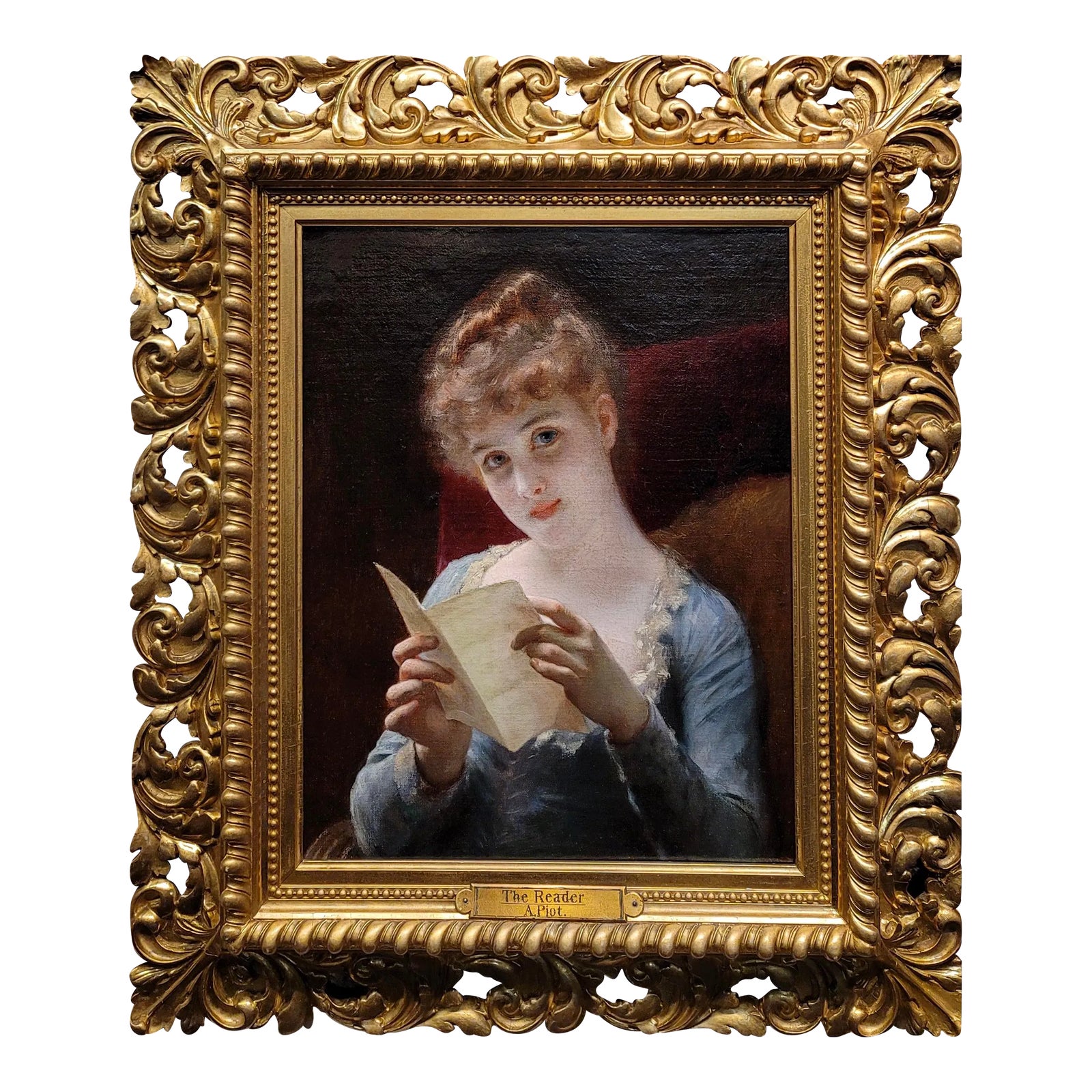 Adolphe Piot Portrait of a Mistress Reading a Love Letter -19th Century ...