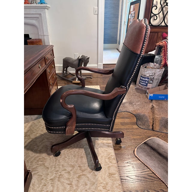 Western Leather Desk Chair | Chairish