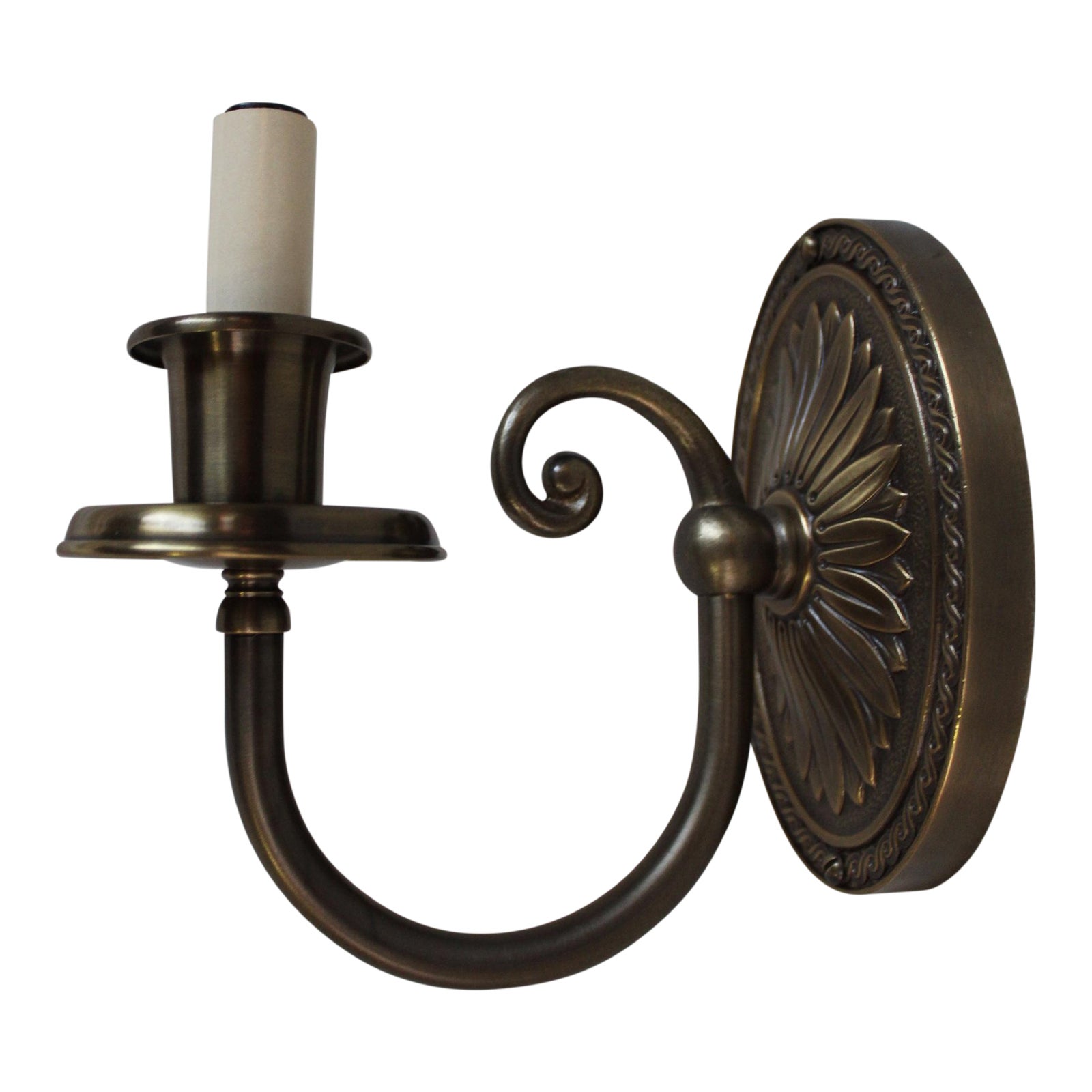 1990s Brass Light Gallery Candle Sconce | Chairish