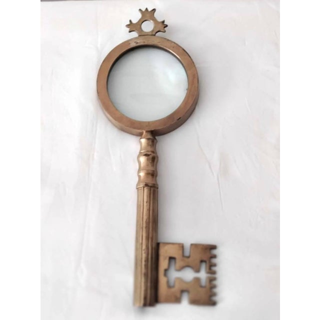 Over-Sized Brass Skeleton Key Magnifying Glass Circa 1980s | Chairish