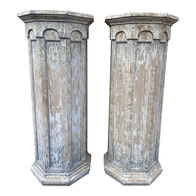Pair English Wooden Columns | Chairish