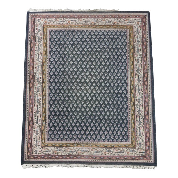 Vintage Oriental Rug with Mainly Blue Colors | Chairish