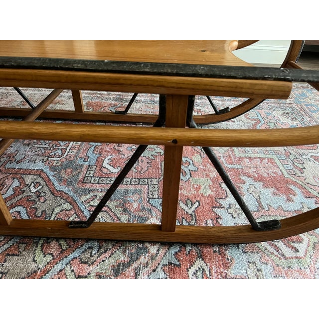 1990s Tell City Trails Collection Wooden Sleigh Coffee Table | Chairish