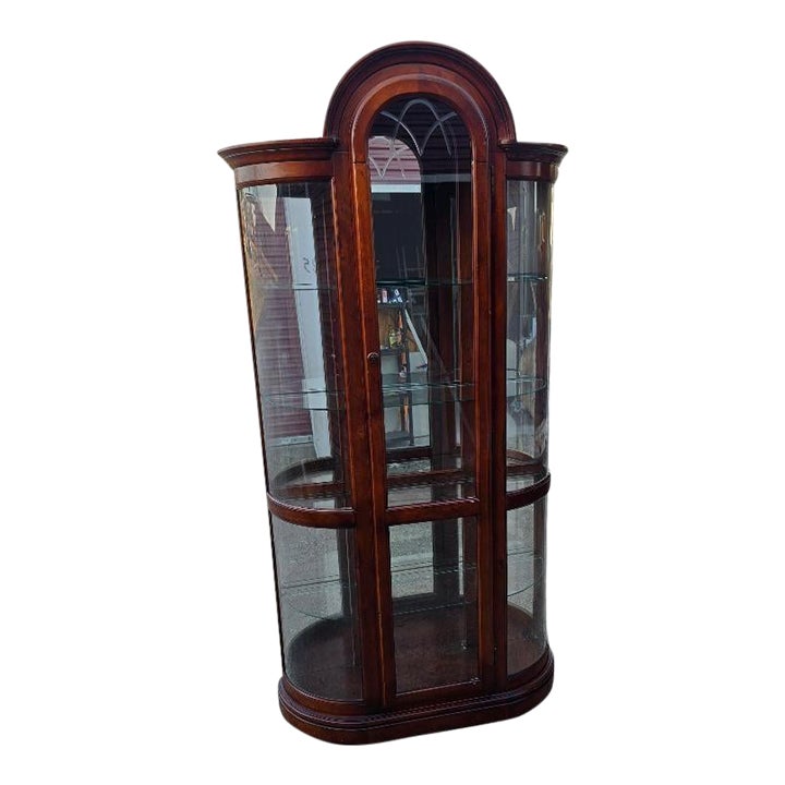 Late 20th Century Lighted/ Mirrored & Large Curio Cabinet | Chairish