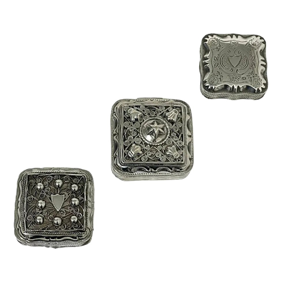 Dutch Silver Peppermint Boxes, Set of 3 | Chairish