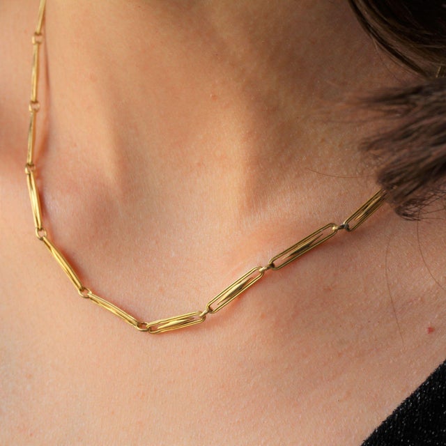 French 19Th Century 18 Karat Yellow Gold Rice Grain Mesh Chain | Chairish