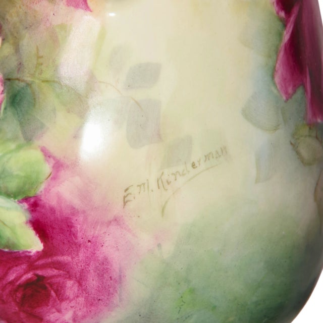 Pair of German-Made Hand-Painted Porcelain Lamp Bases Signed E.M ...