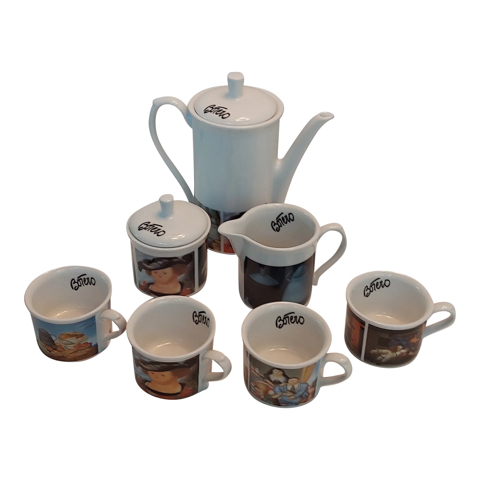 Antique Museo De Antiquoia, Fernando Botero Espresso Set- 13 Pieces ...